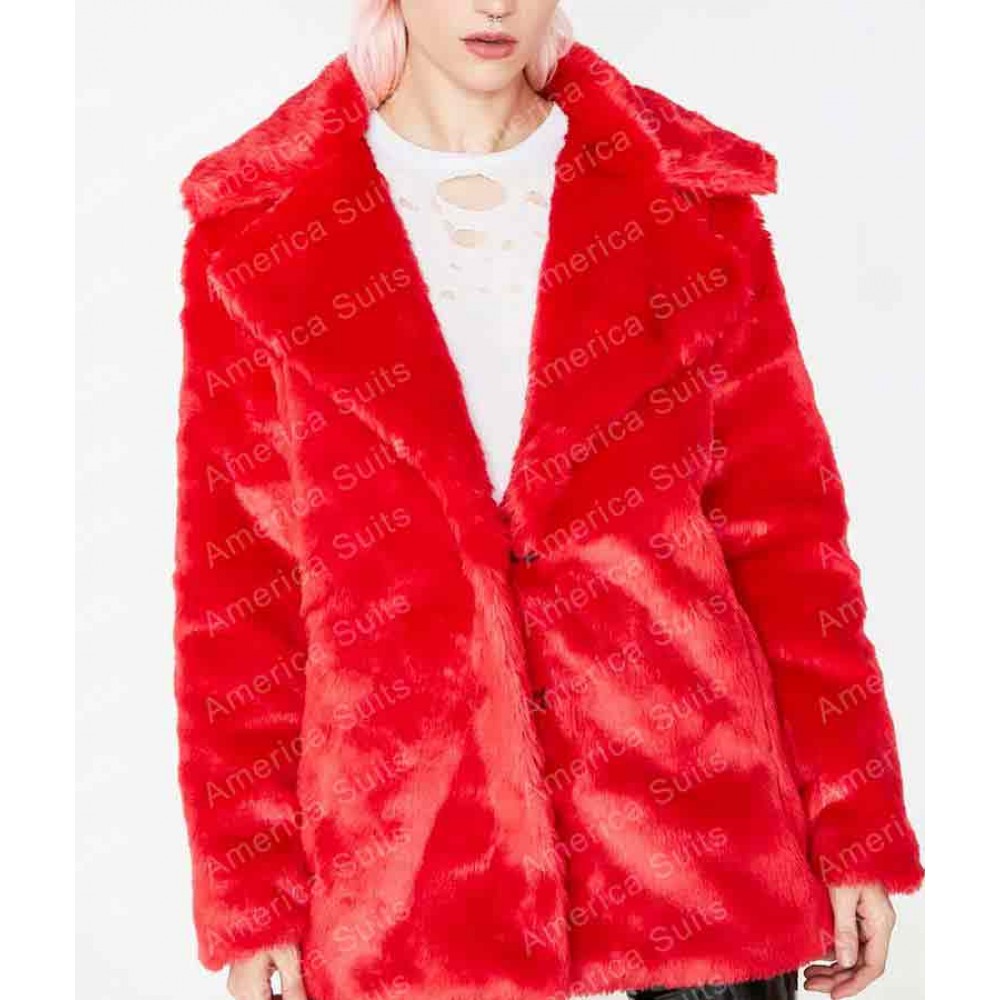 8 Ball Red Fur Jacket | 35% OFF