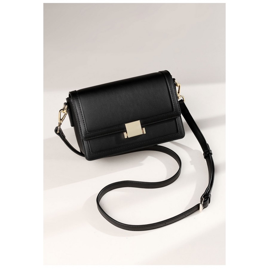 BlackPink Lisa Black Rectangle Leather Handbag