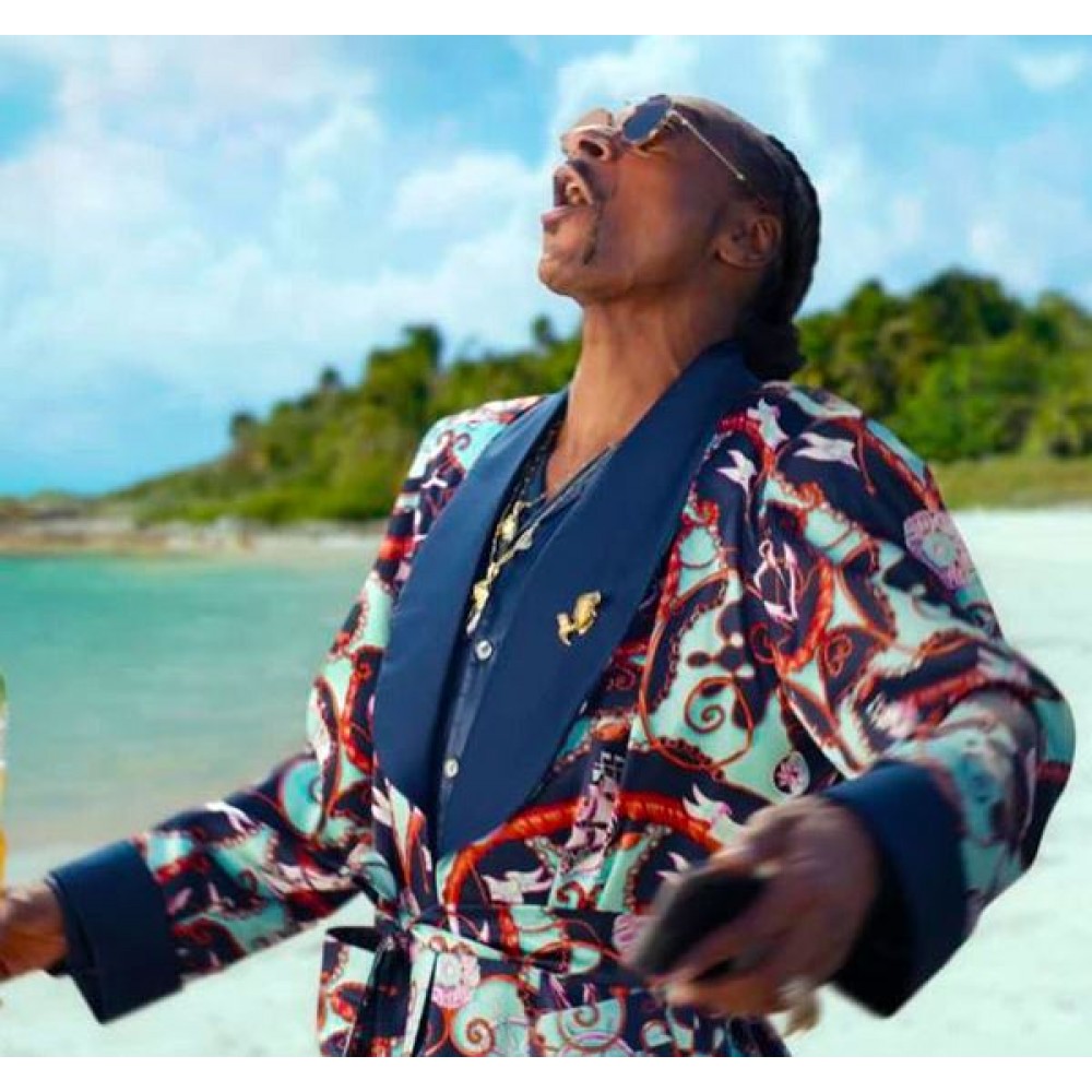 Calvin Cordozar Broadus Jr. Blue Printed Robe | AmericaSuits