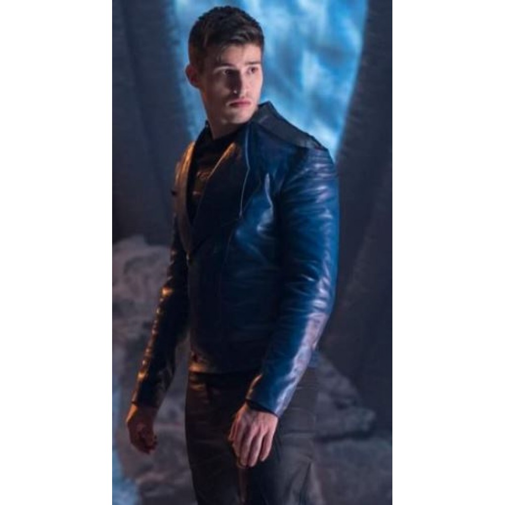 Cameron Cuffe Krypton Save Superman Navy Blue Leather Jacket