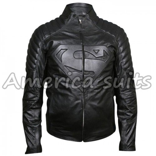 Superman Men Of Steel Leather Jacket In Black