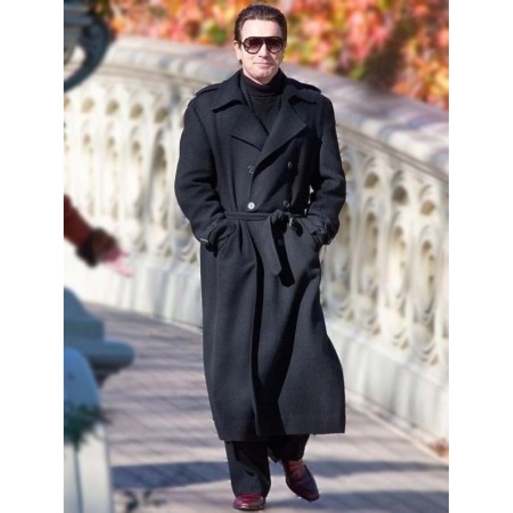 Halston Ewan McGregor Black Belted Wool Coat