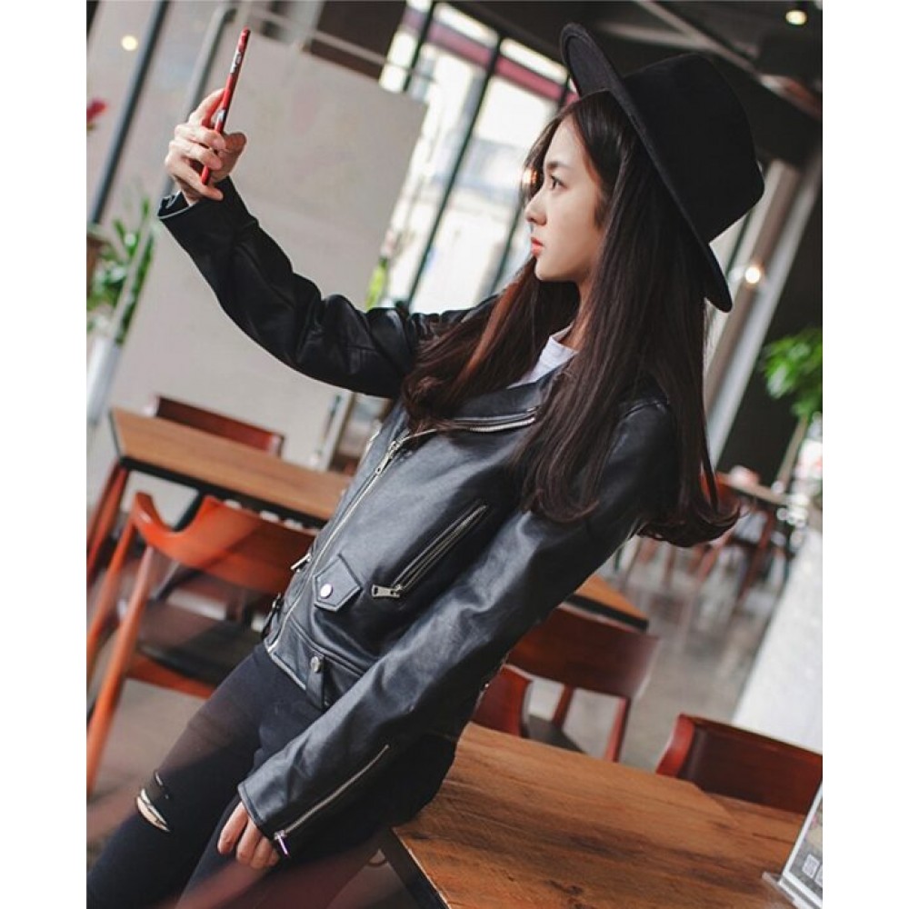 Jennie BlackPink Black Motorcycle Leather Jacket