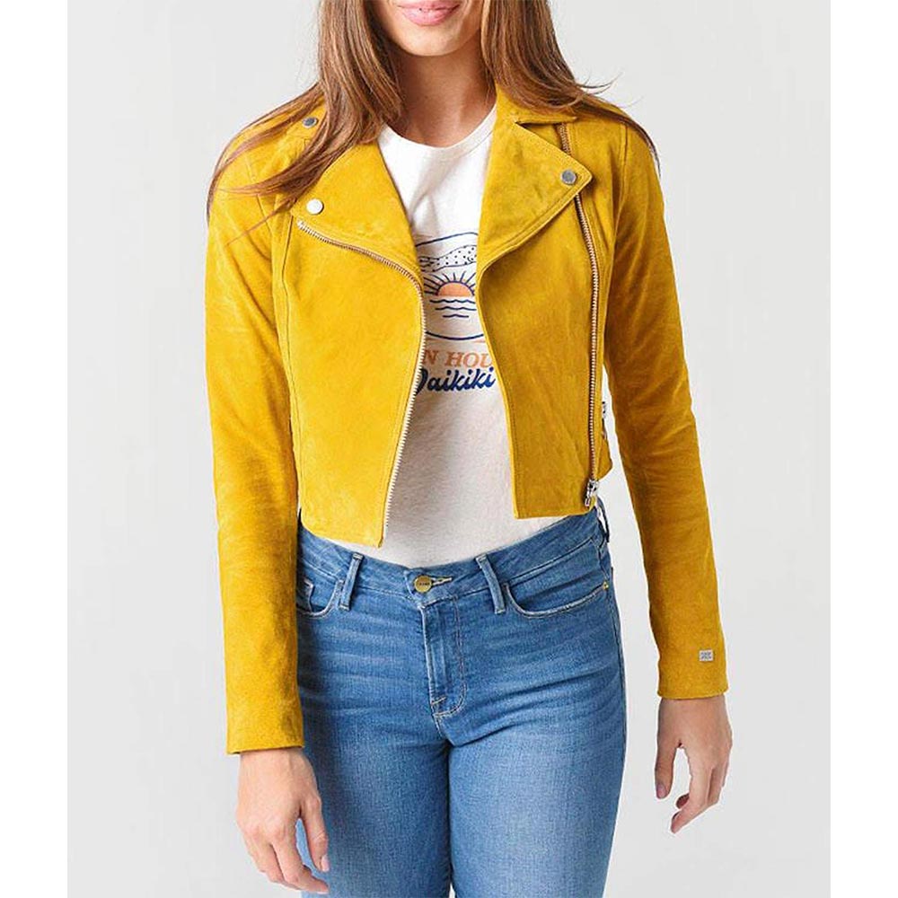 Leah Doz Strays S02 Yellow Suede Jacket | AmericaSuits