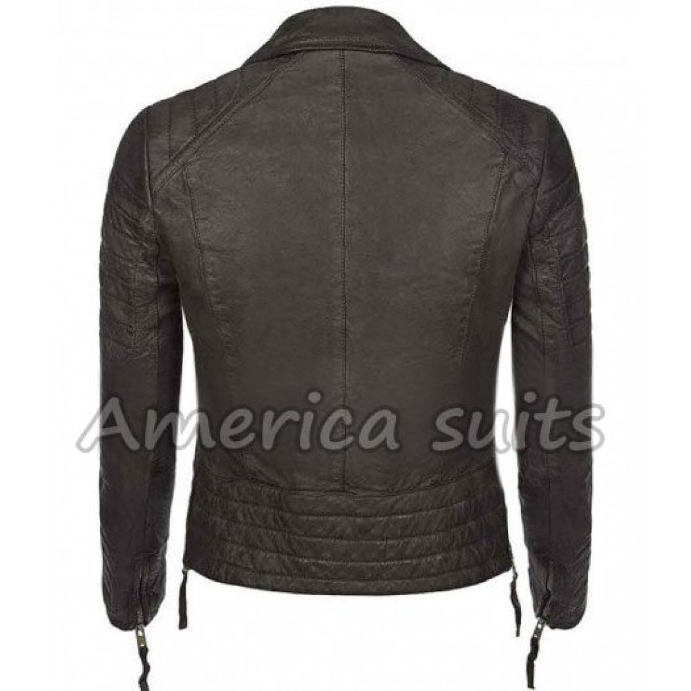 Los Angeles Sandra Bullock Womens Leather Biker Jacket