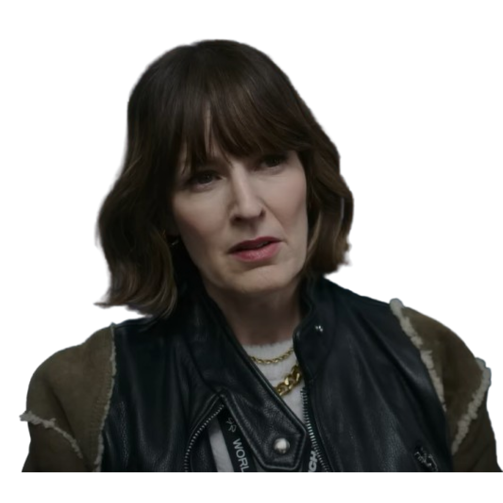 Smile 2 2024 Rosemarie DeWitt Leather Shearling Jacket