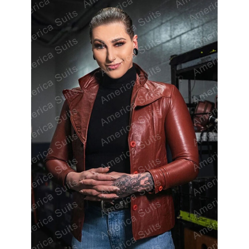 WWE Rhea Ripley Brown Biker Jacket | Buy Now | America Suits