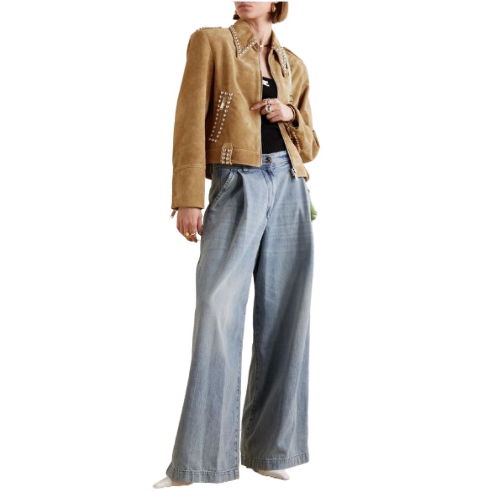 Women Studded Suede Leather Jacket