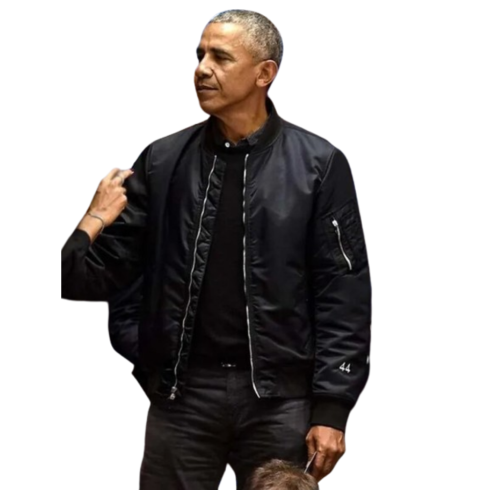 Barack Obama 44 Black Bomber Jacket | Obama Jacket