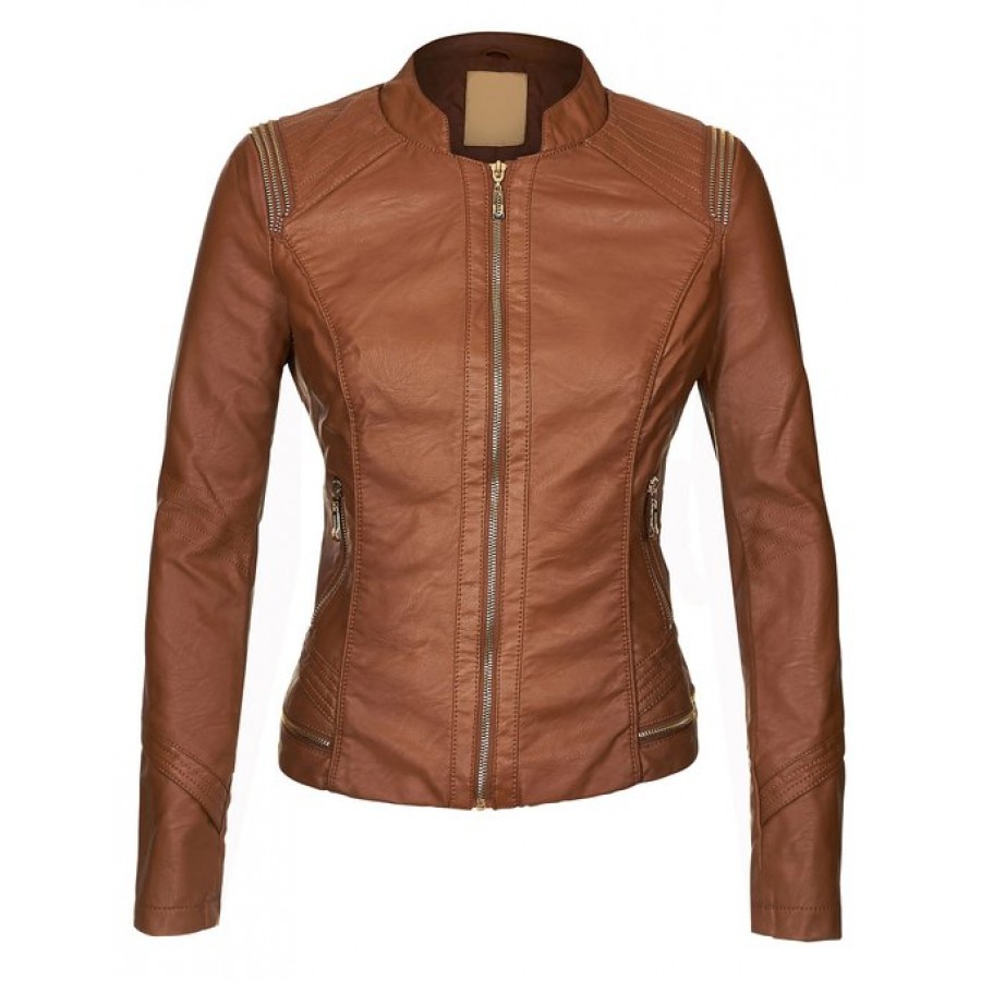 Brown bomber jacket for women | America Suits