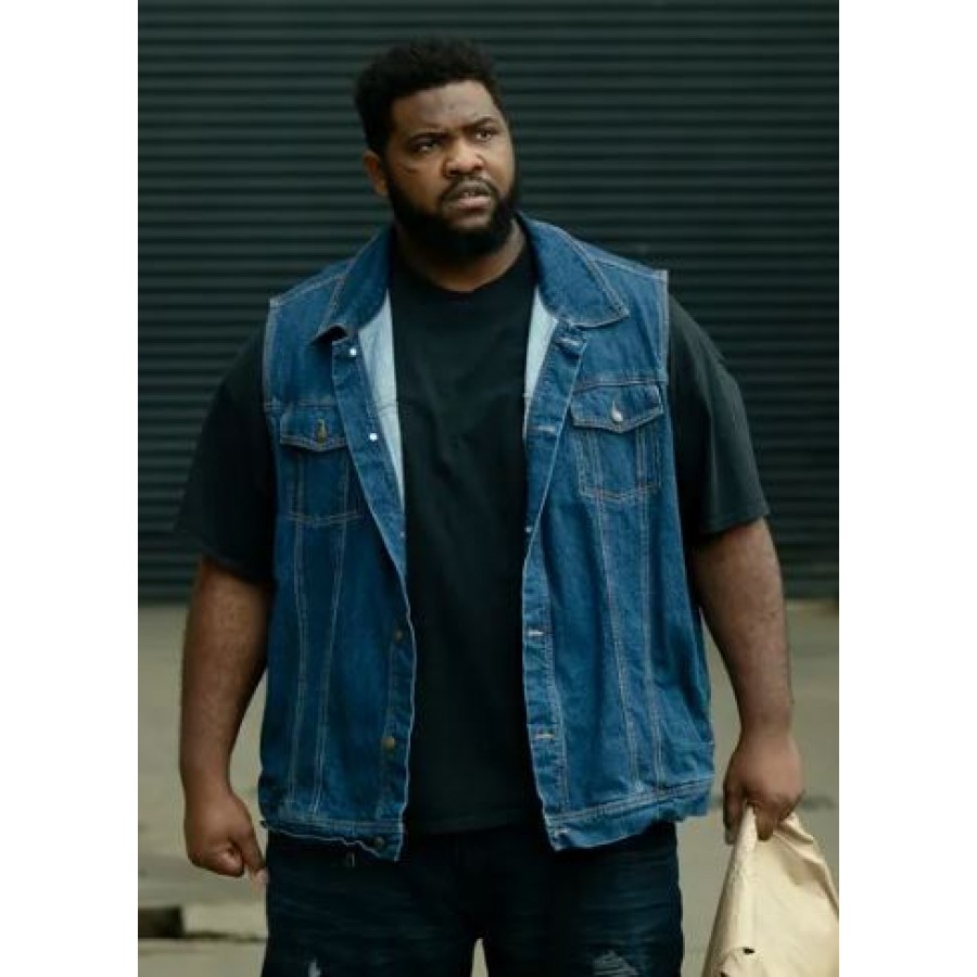 Bunny Mayor of Kingstown Season 2 Denim Vest | Tobi Bamtefa Outfit