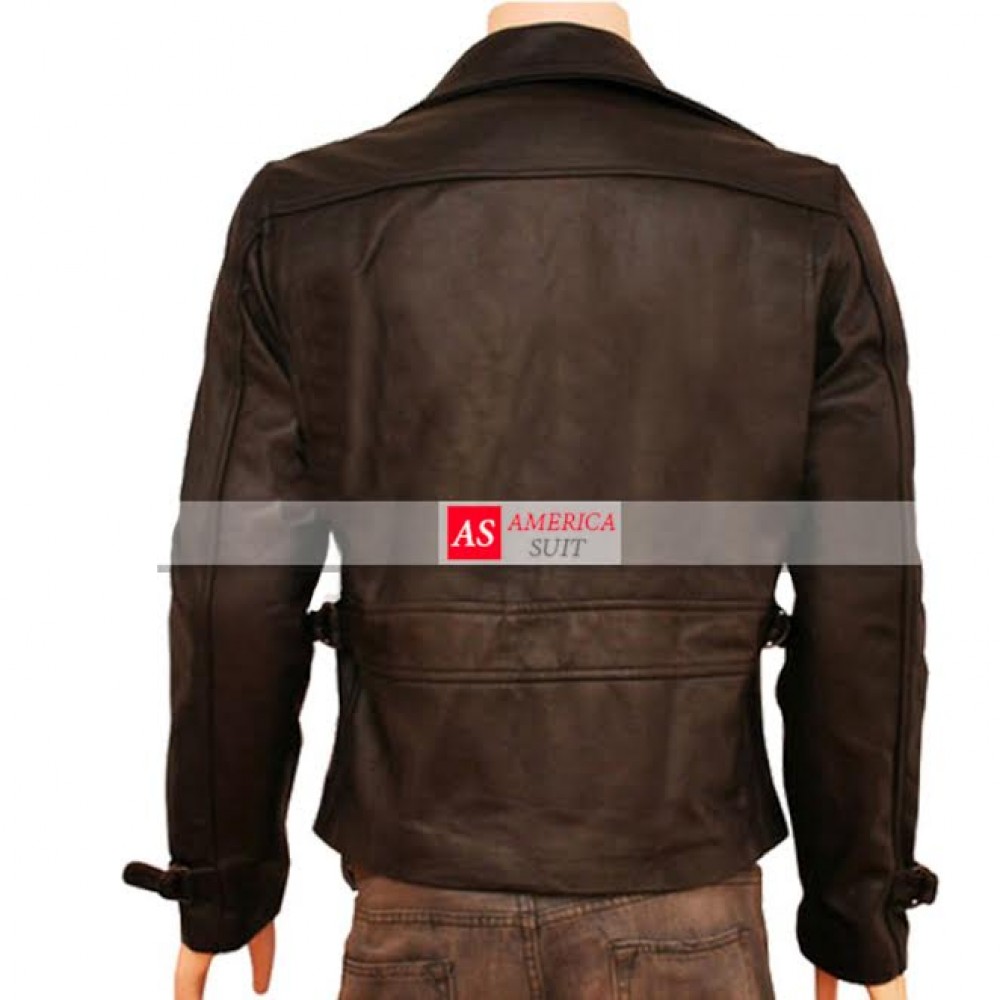 Captain America Distressed Leather Jacket For Men