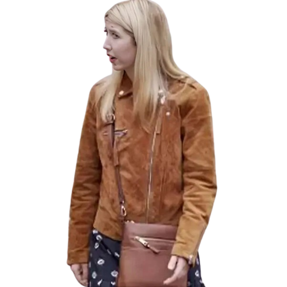 Christmas at Castle Hart Ali Hardiman Suede Leather Jacket | America Suits