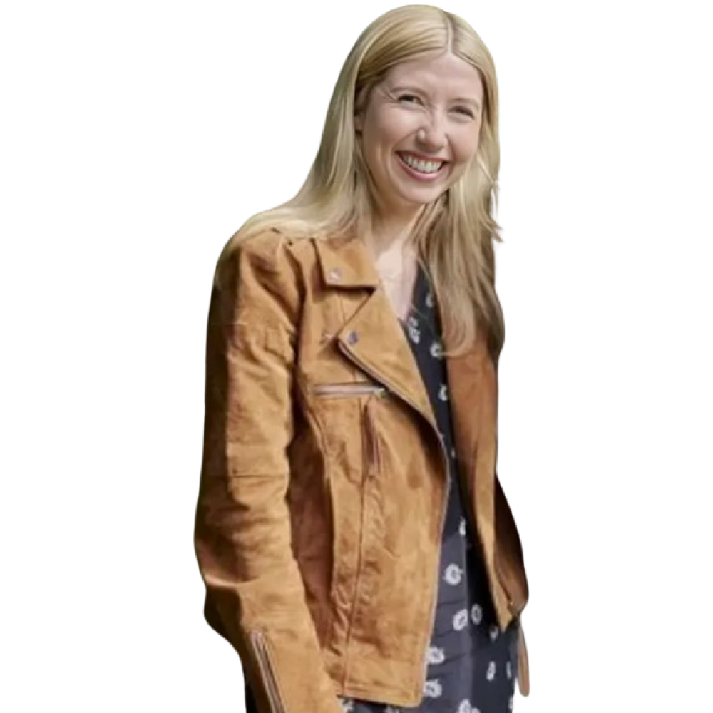 Christmas at Castle Hart Ali Hardiman Suede Leather Jacket | America Suits