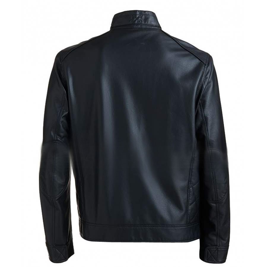 Mens Black Ribbed Leather Jacket | Black Leather Jacket