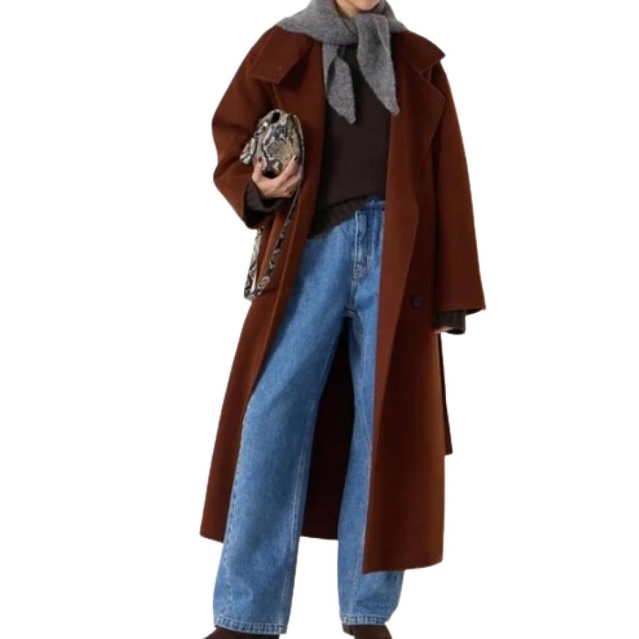 Classic Rust Brown Wool Overcoat