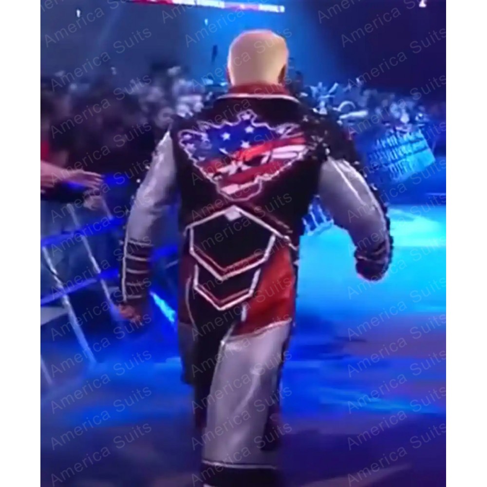 Cody Rhodes Black Military Leather Coat