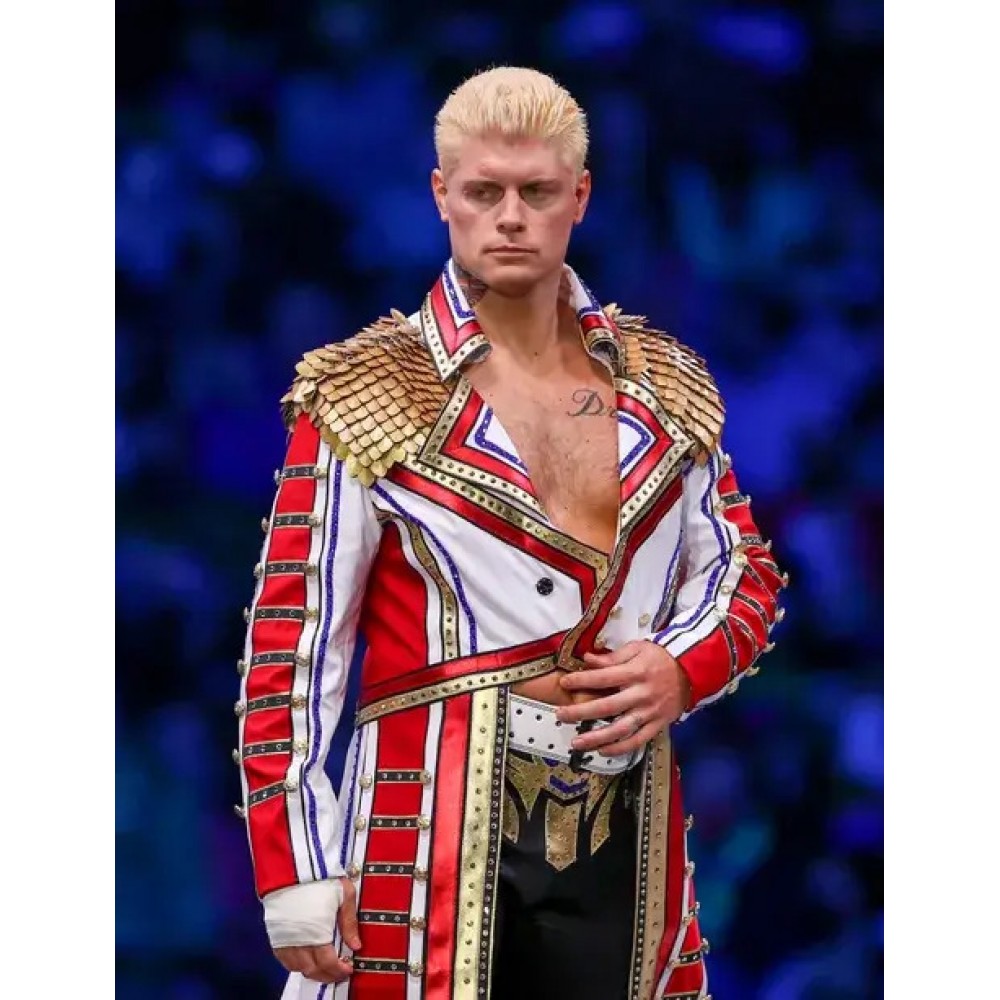 Cody Rhodes Military White And Red Coat | FLAT 30% OFF