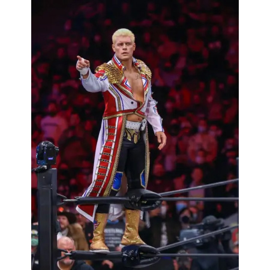 Cody Rhodes Military White And Red Coat | FLAT 30% OFF