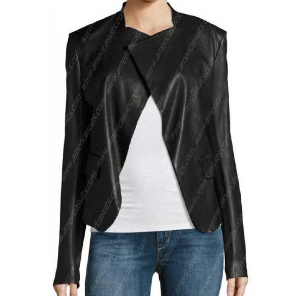 Dinah Drake Black Drape Leather Jacket