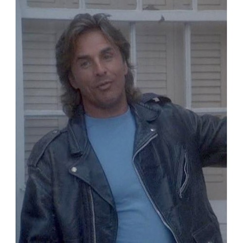 Don Johnson Miami Vice Black Leather Jacket