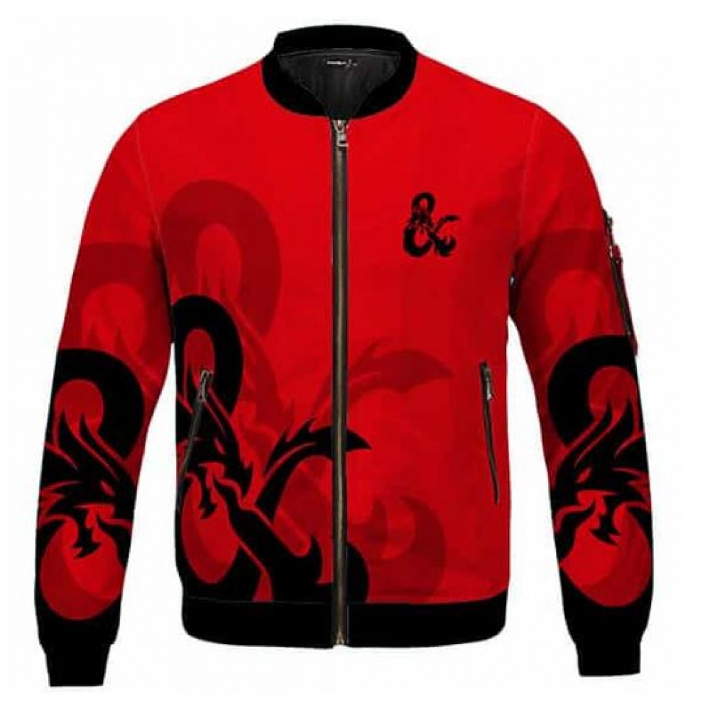 Dope D&D Dungeons & Dragons Logo Red Letterman Jacket