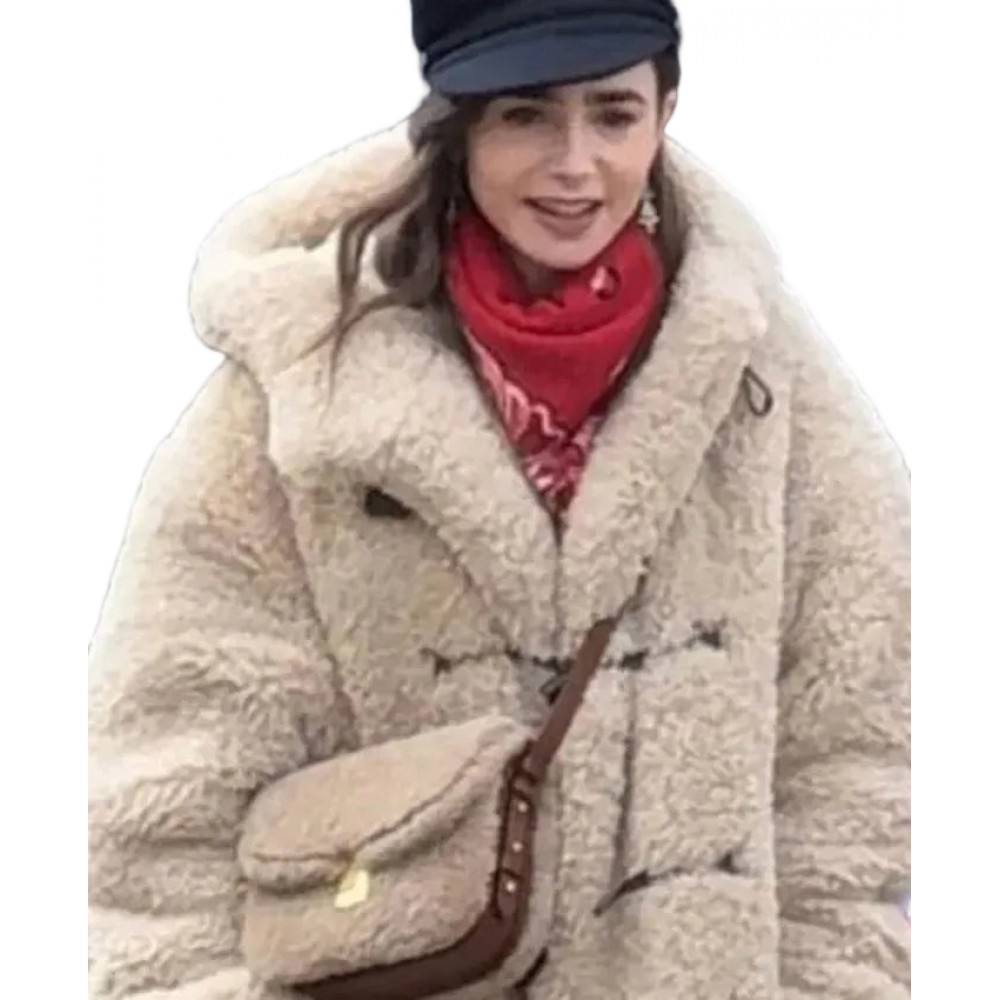 Emily In Paris S04 Lily Collins Shearling Jacket | America Suits