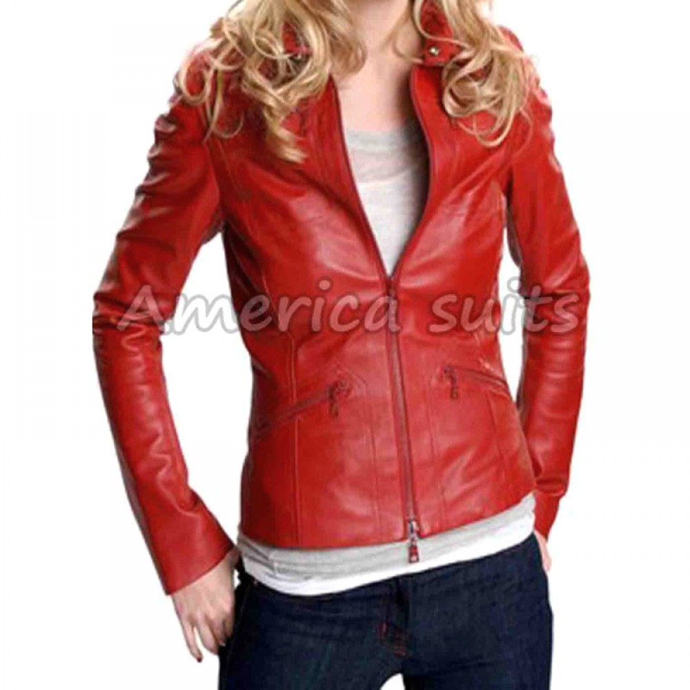 Emma Swan Red Leather Jacket For Women | americasuits.com