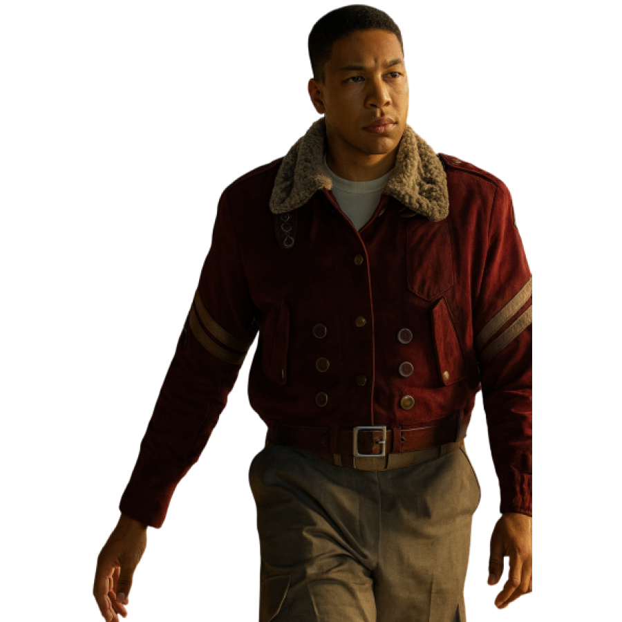 Fallout S02 Maximus Red Shearling Jacket | Fallout S02 Outfit | America ...