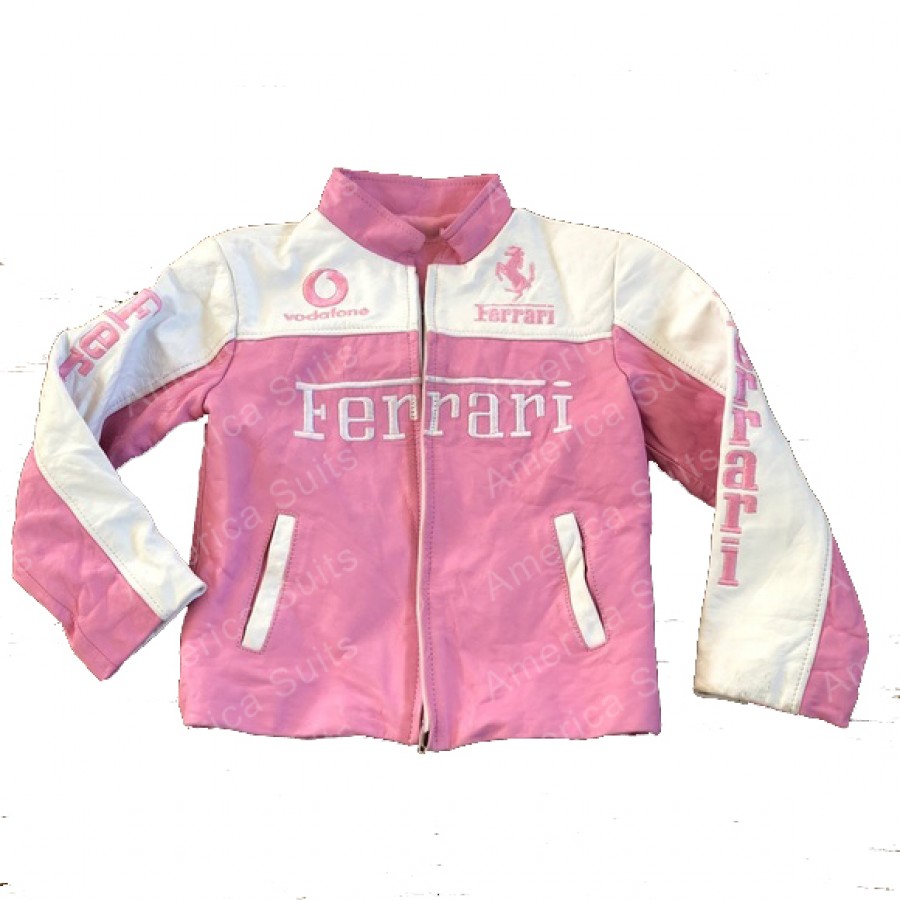 Ferrari Pink Leather Jacket | America Suits