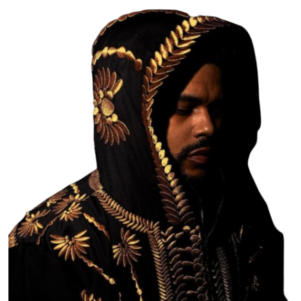 Hurry Up Tomorrow The Weeknd Golden Embroidered Hooded Coat | America Suits