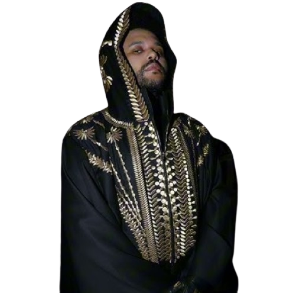 Hurry Up Tomorrow The Weeknd Golden Embroidered Hooded Coat