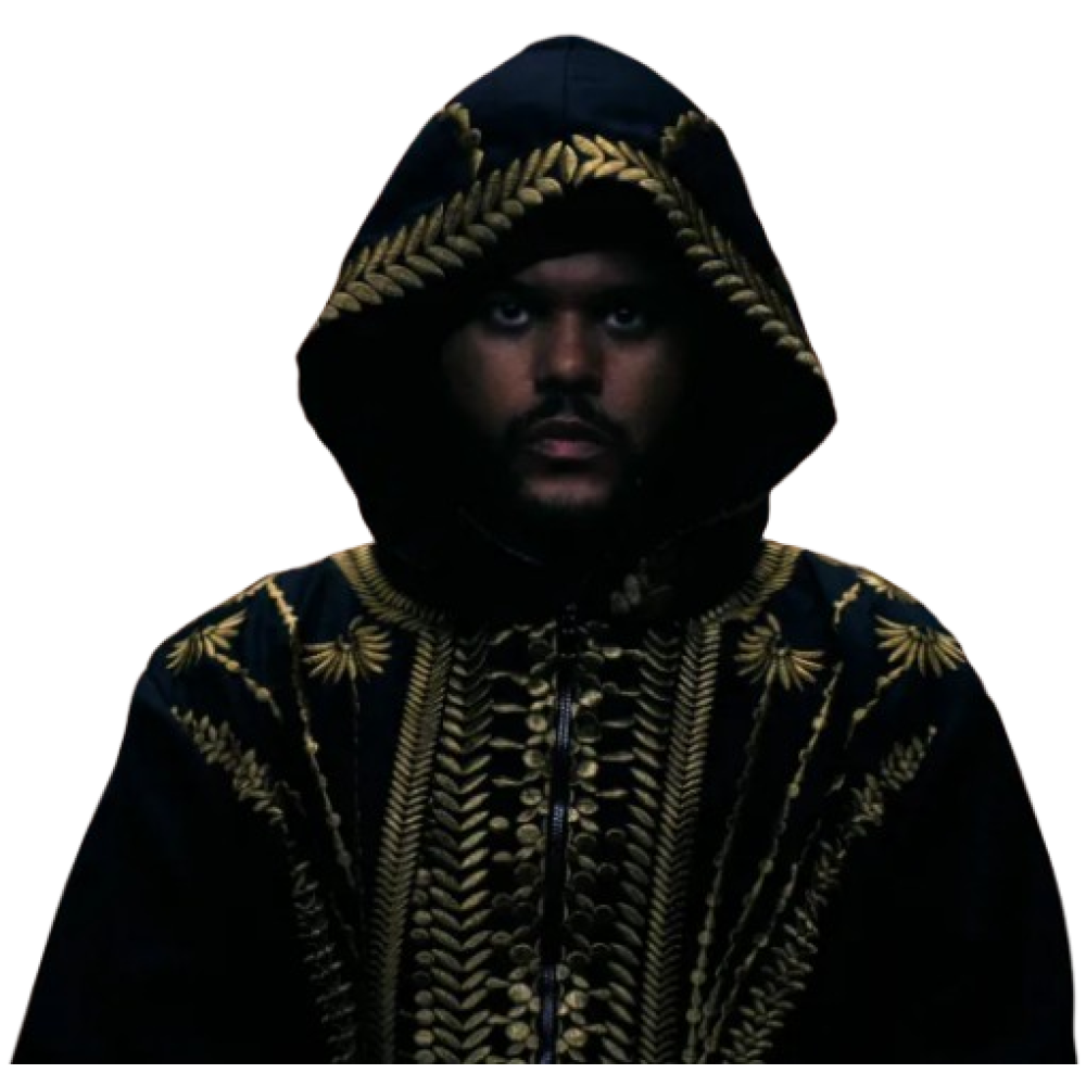Hurry Up Tomorrow The Weeknd Golden Embroidered Hooded Coat | America Suits