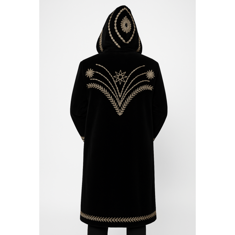 Hurry Up Tomorrow The Weeknd Golden Embroidered Hooded Coat