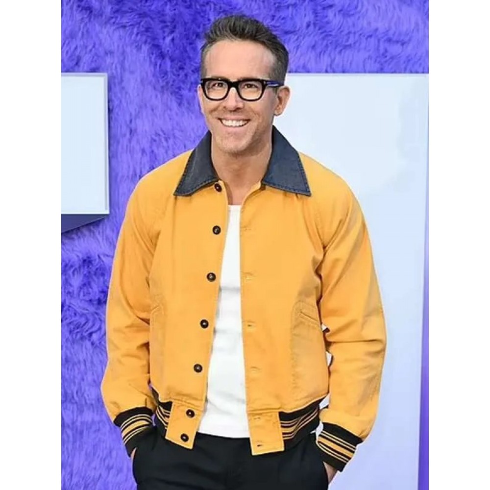 IF 2024 Ryan Reynolds Yellow Leather Jacket
