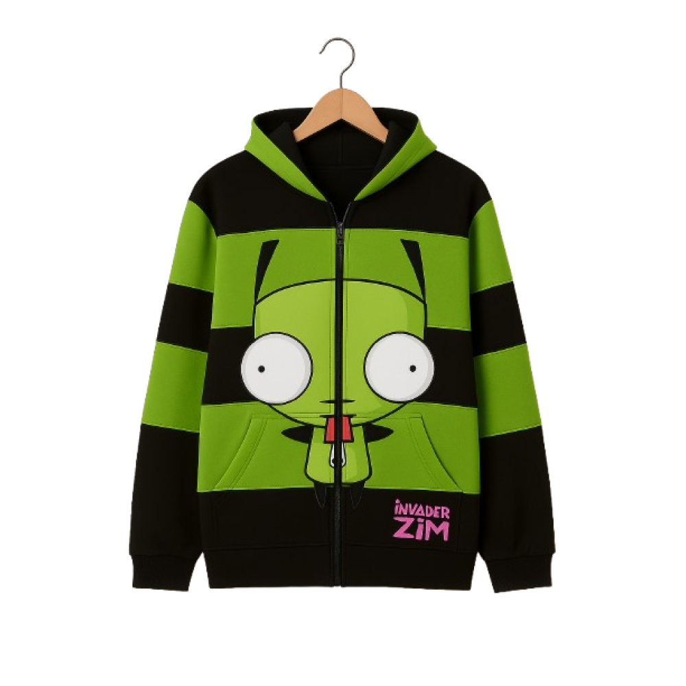 Invader ZIM Green Striped Hoodie | Invader ZIM Hoodie | America Suits