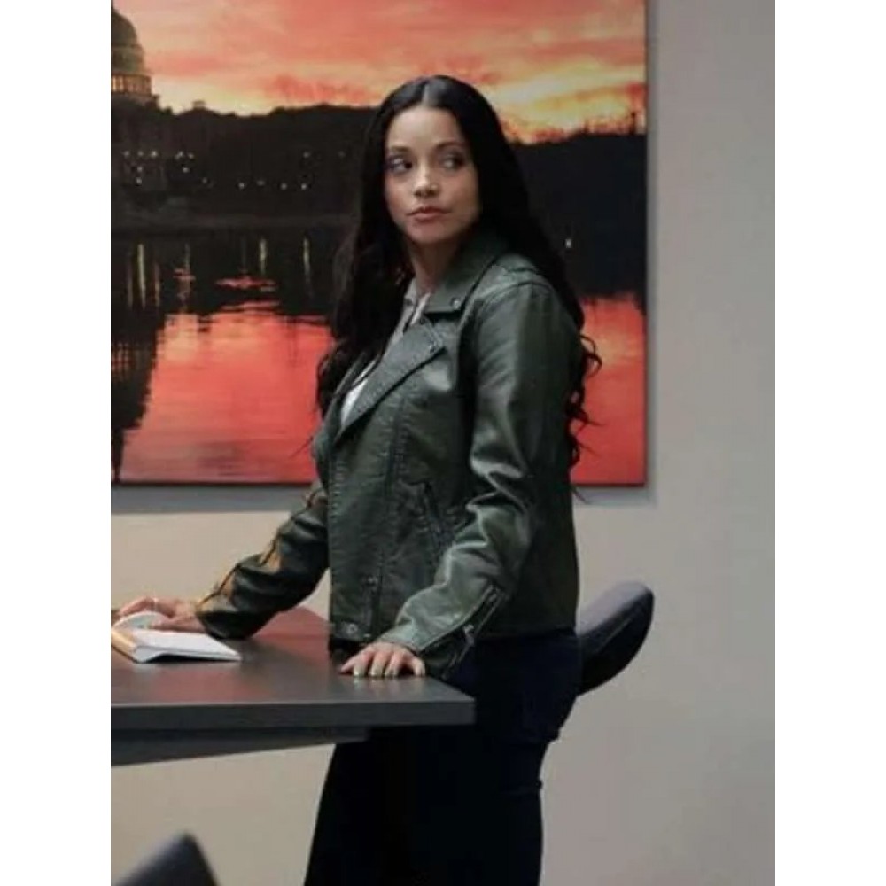 Lacey Quinn Found Green Leather Jacket