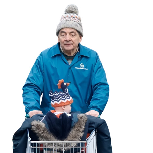 Rowan Atkinson Man vs Baby Royal Blue Jacket