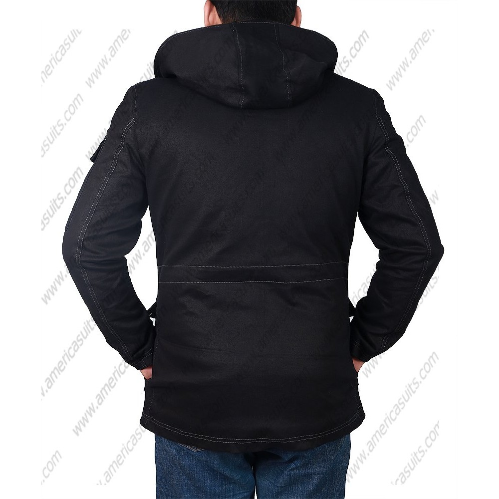 Men Outdoor Black Cotton Jacket