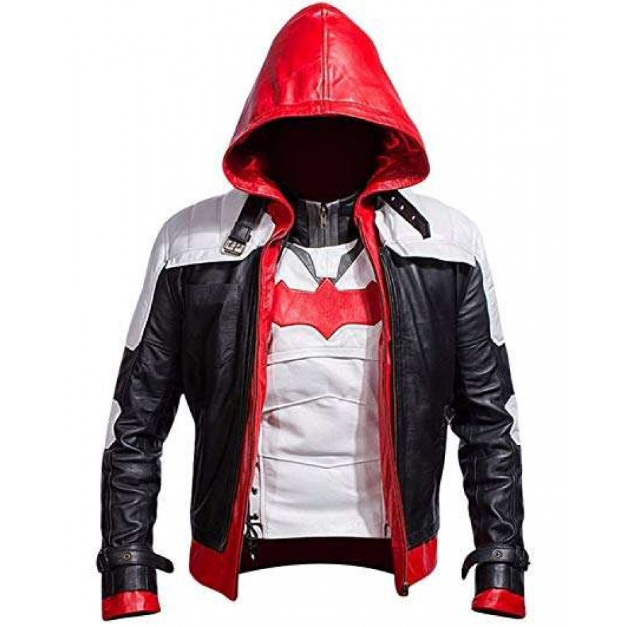 Men’s Bat Red Hood Leather Jacket