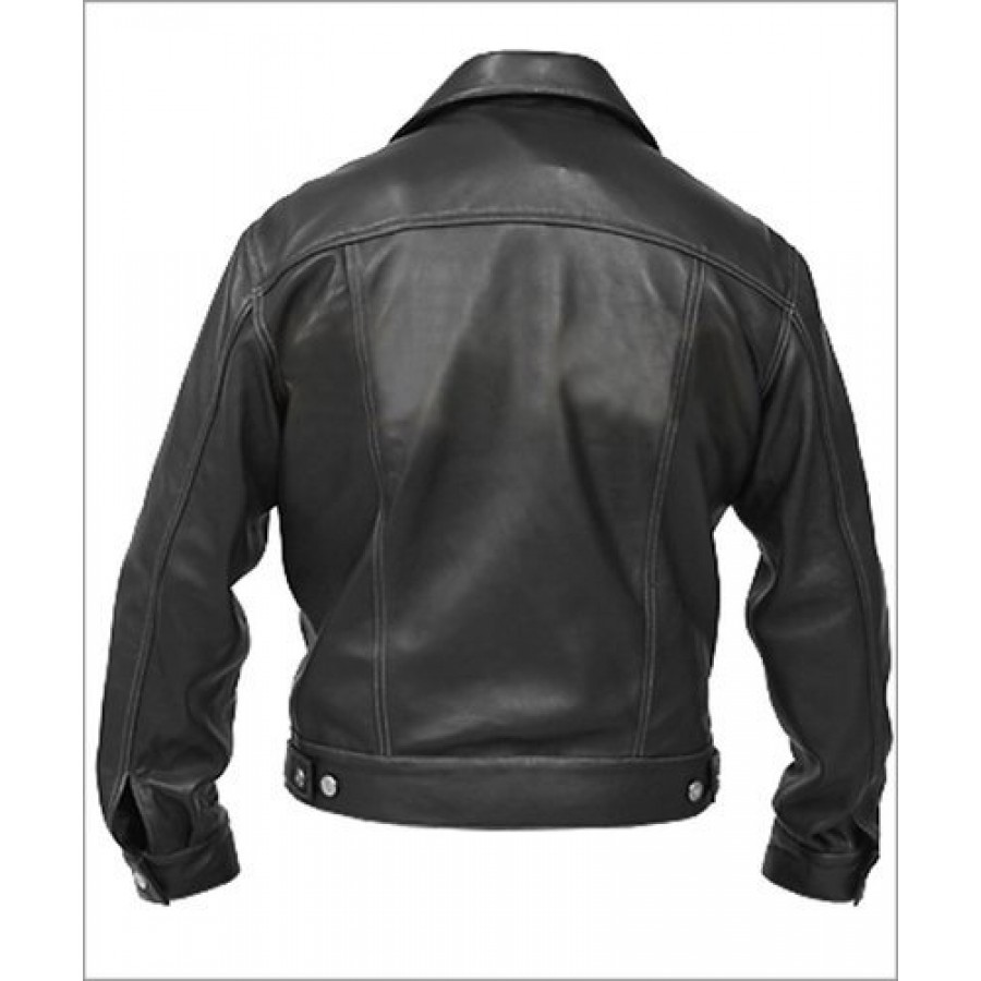 Men Wendy Denim Style Black Leather Jacket