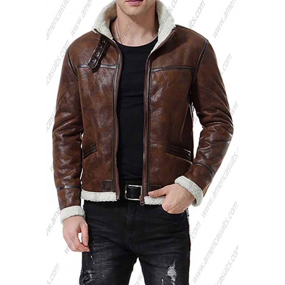 Brown Suede Shearling Jacket | America Suits