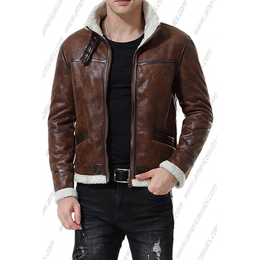 Brown Suede Shearling Jacket | America Suits
