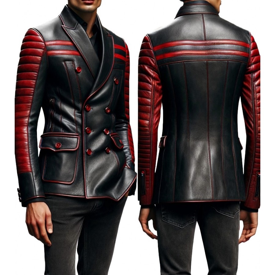 Mens Red Leather Blazer | AmericaSuits
