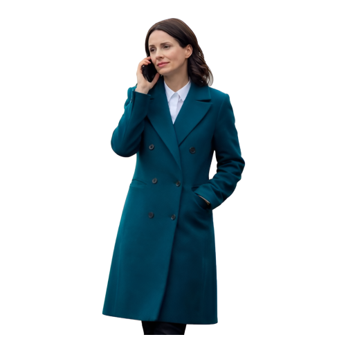 Patience Laura Fraser Blue Wool Coat