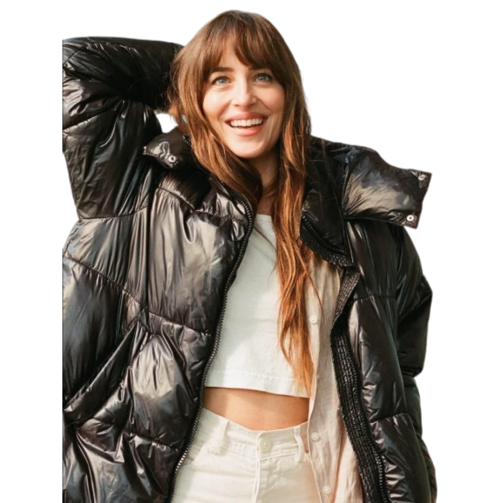 Splitsville Dakota Johnson Black Puffer Jacket | America Suits