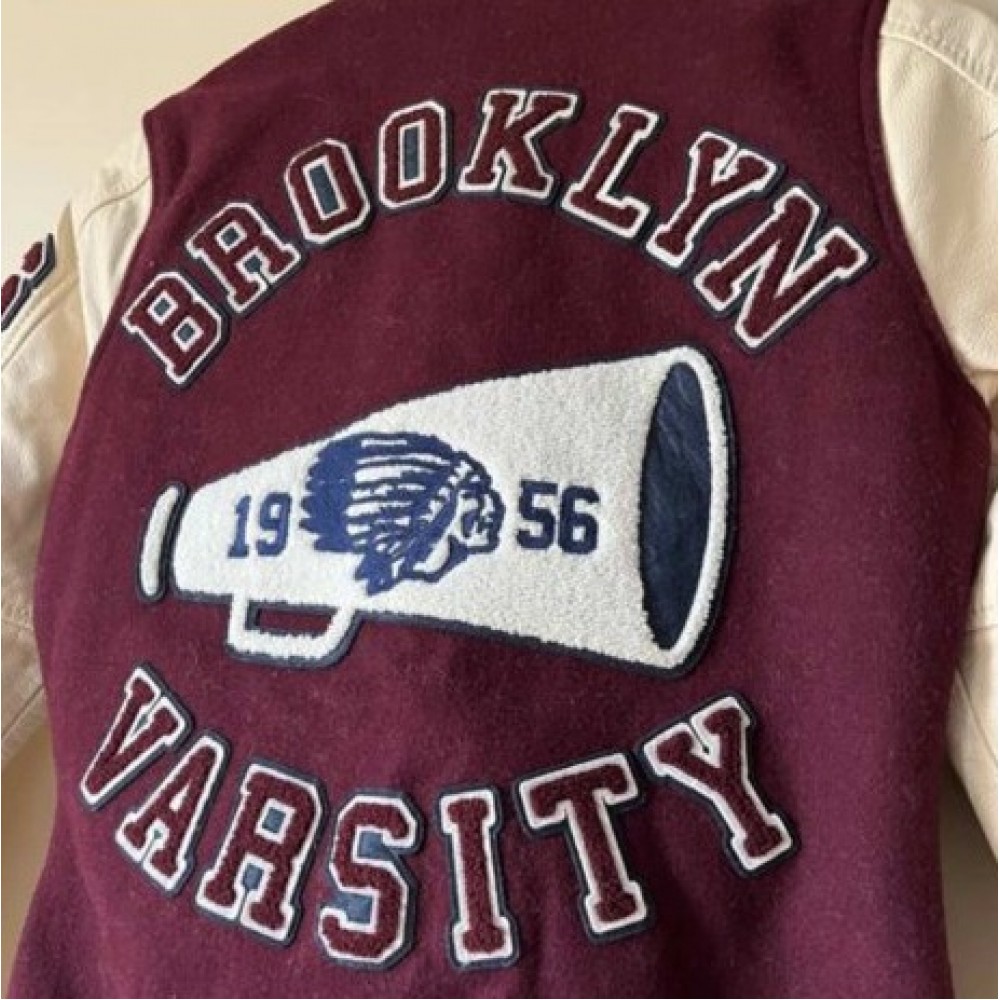 True Religion Maroon Varsity Letterman Jacket | 25% OFF