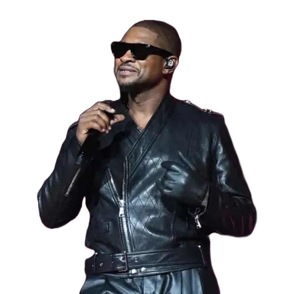 Usher 2024 Hot Black Leather Jacket