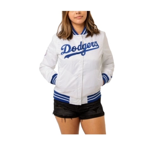 White Dodgers Varsity Jacket