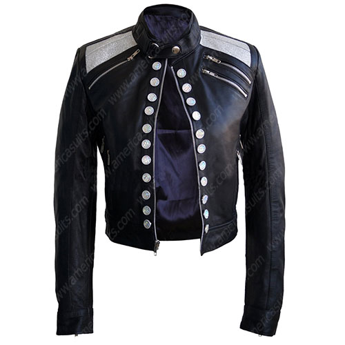 Women Long Sleeves Black Leather Jacket | americasuits.com